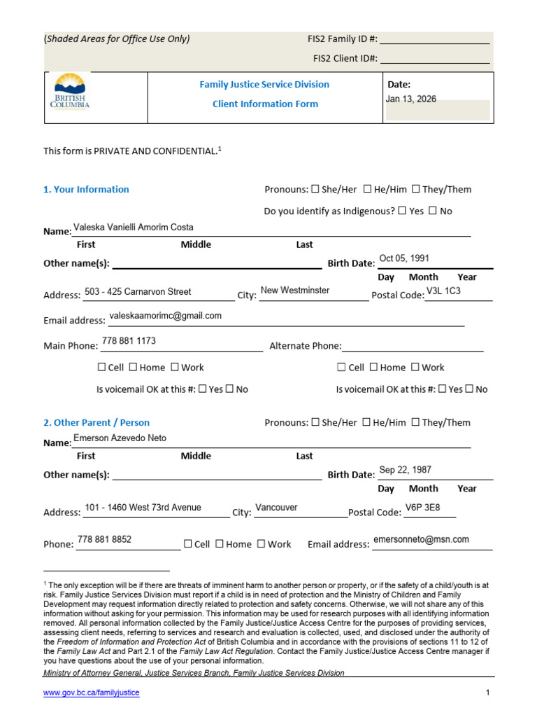 Family Justice Services Client Form | PDF | Justice | Crime & Violence