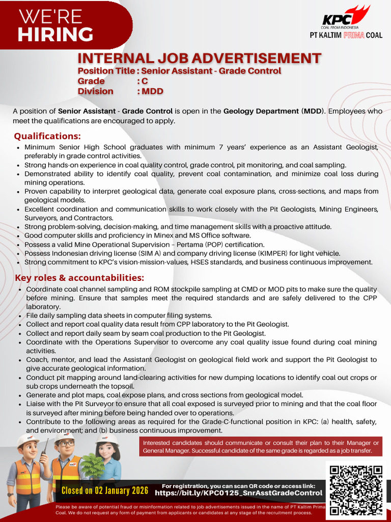 MDD Senior Asst. - Grade Control | PDF | Mining