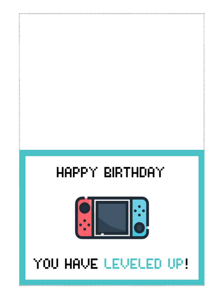 You Have Leveled Up! Folded Birthday Cards Printable | PDF