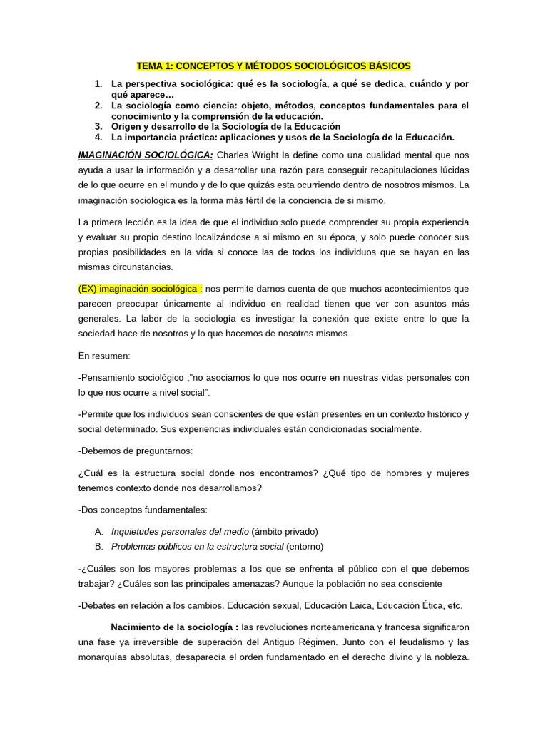TEMA 1 SOCIO | PDF | Sociología | Socialización