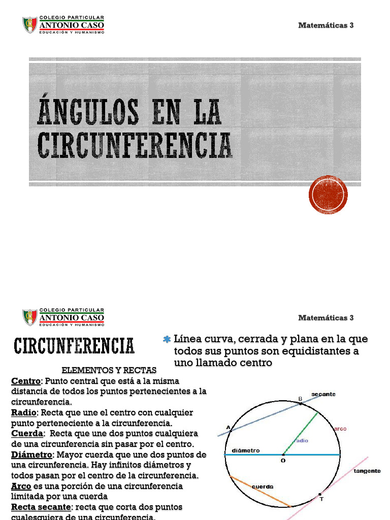 Elementos y Tipos de Ángulos en Circunferencias | PDF