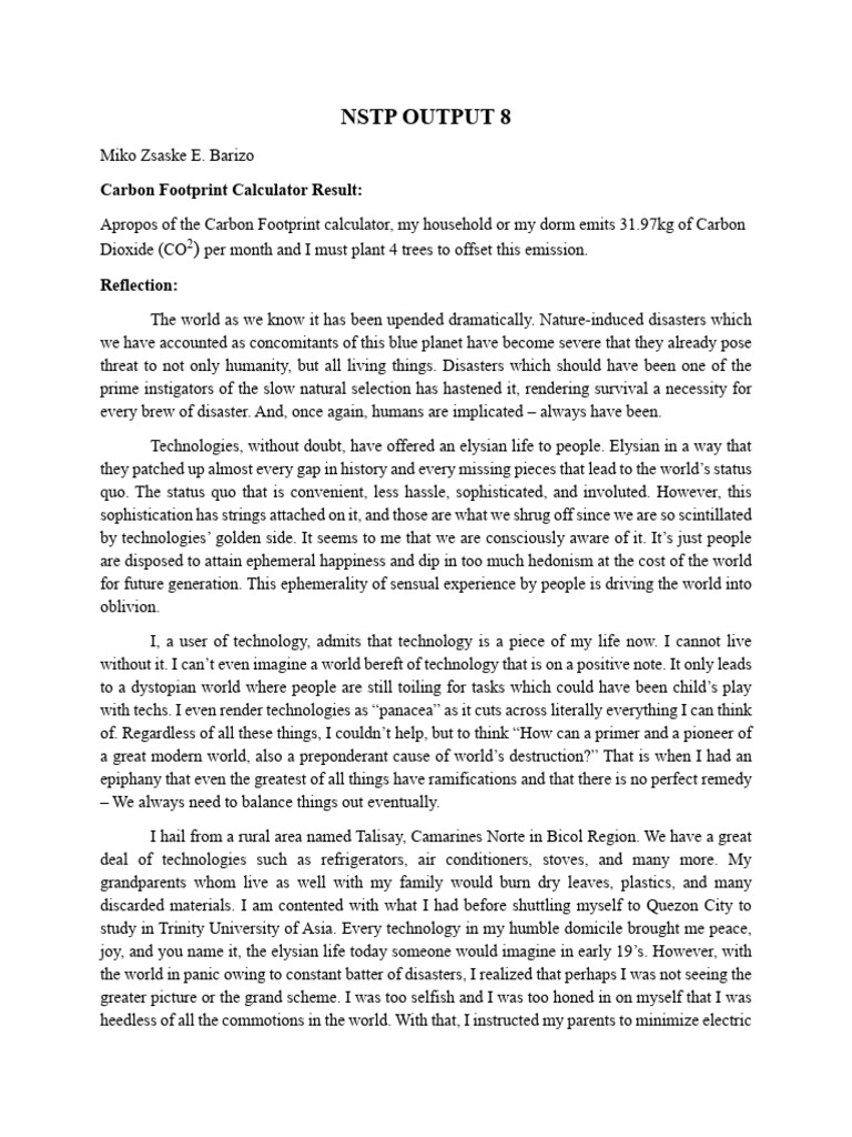 Nstp Output 8 - Barizo, Miko Zsaske e. | PDF | Climate Change | Natural ...