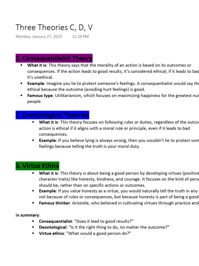 Three Theories C, D, V | PDF