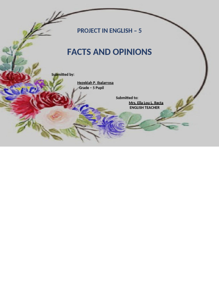 Facts and Opinions Project for Grade 5 | PDF
