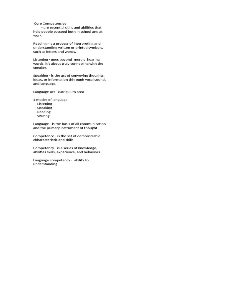 Essential Language Competencies Explained | PDF