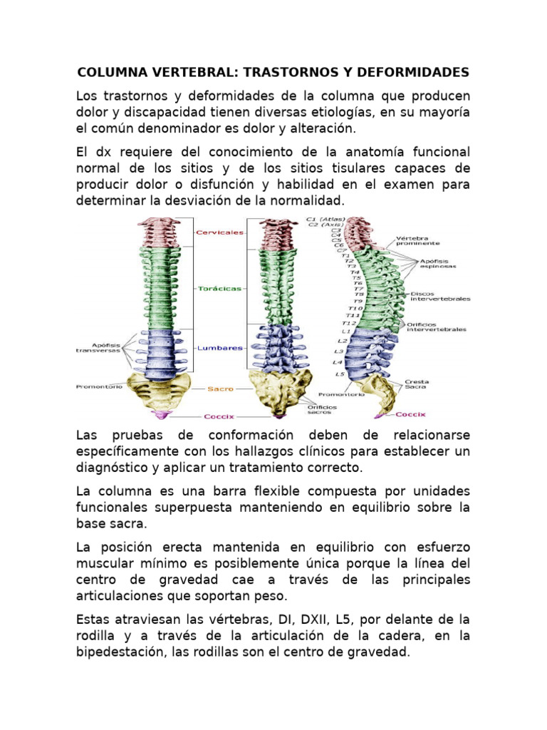 Trastornos y Deformidades de la Columna | PDF | Escoliosis | Dolor lumbar