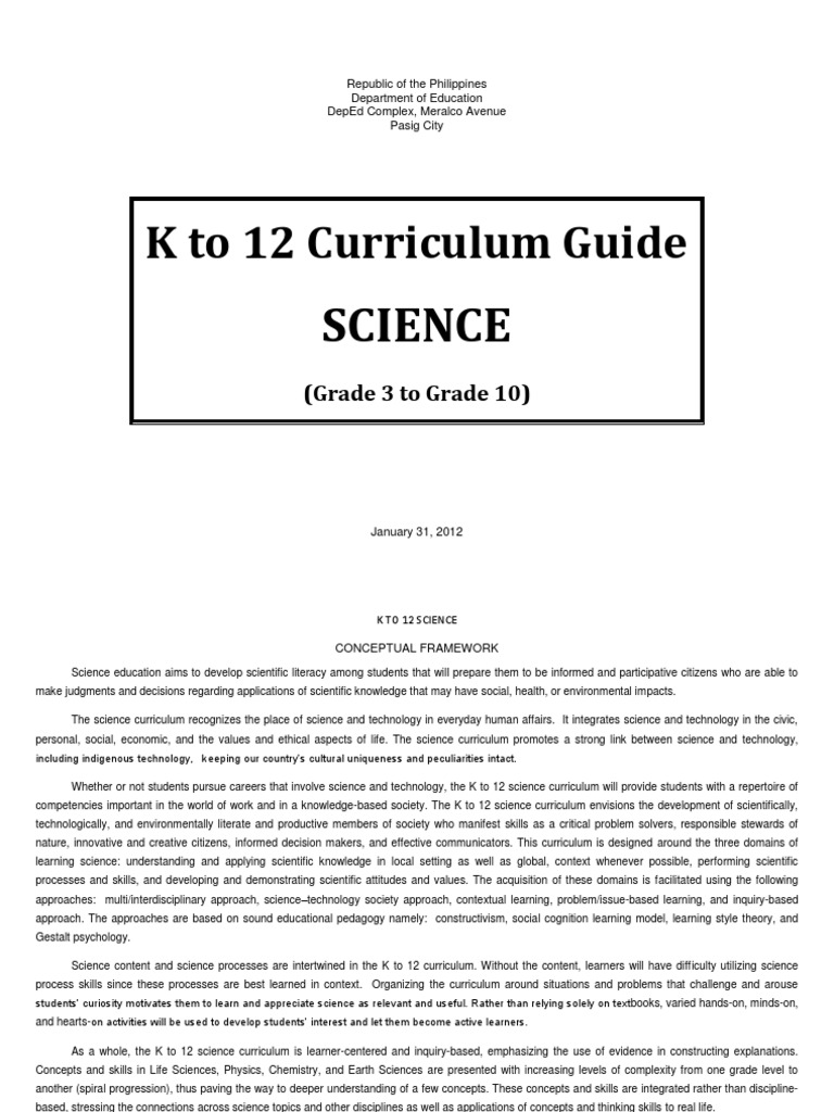 SCIENCE K 12 Curriculum Guides | PDF