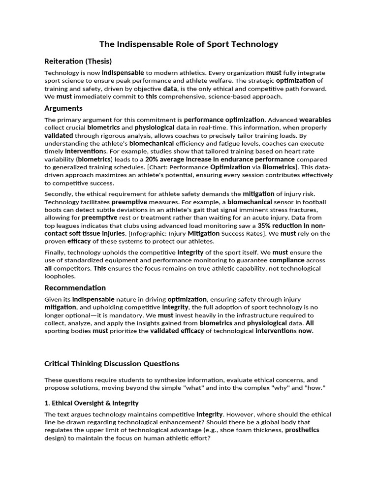 The Indispensable Role of Sport Technology HORTATORY EXPOSITION | PDF ...