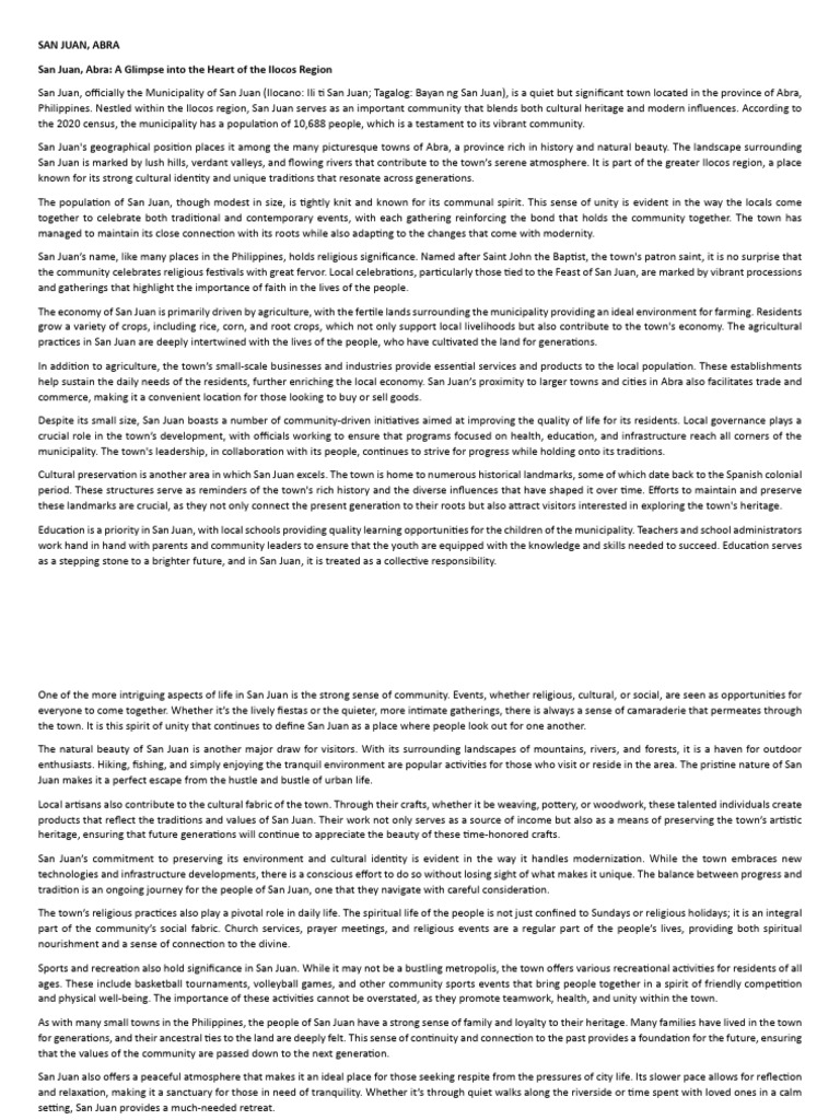 San Juan, Abra | PDF | Church (Building) | Baptism