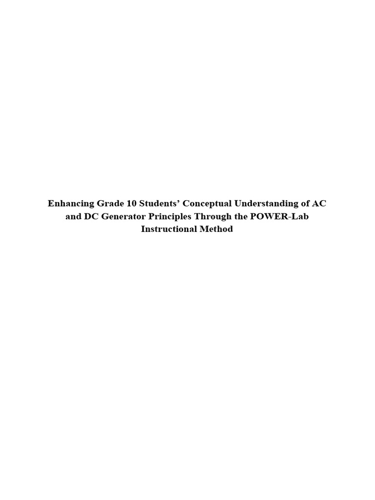 Enhancing Grade 10 Students Conceptual Understanding of AC and DC ...