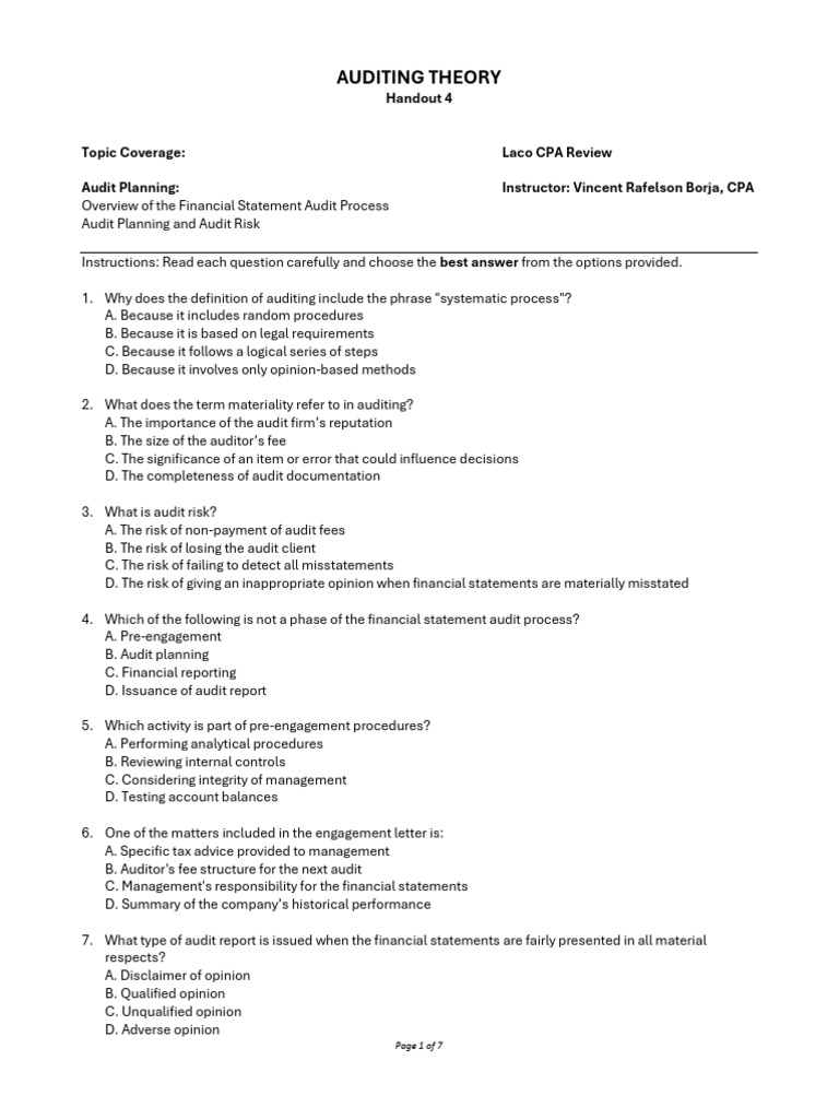 AT Handout 04 | PDF | Audit | Internal Control