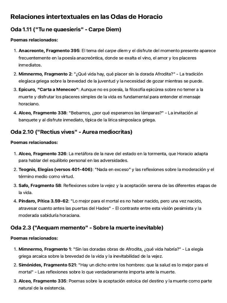 Relaciones intertextuales en las Odas de Horacio | PDF | Horacio | Poesía