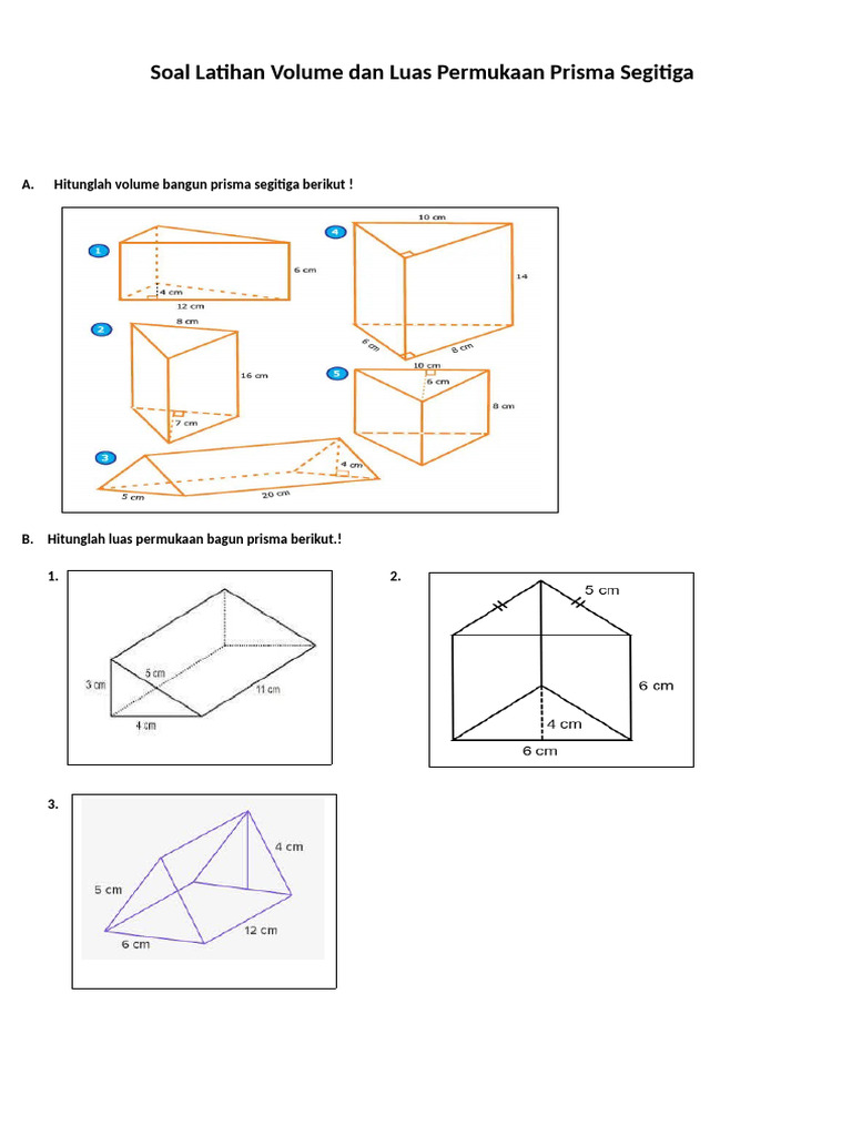Latihan Volume dan Luas Prisma Segitiga | PDF