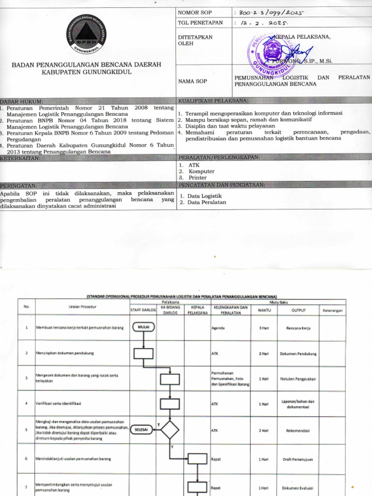 SOP Pemusnahann Logpal | PDF