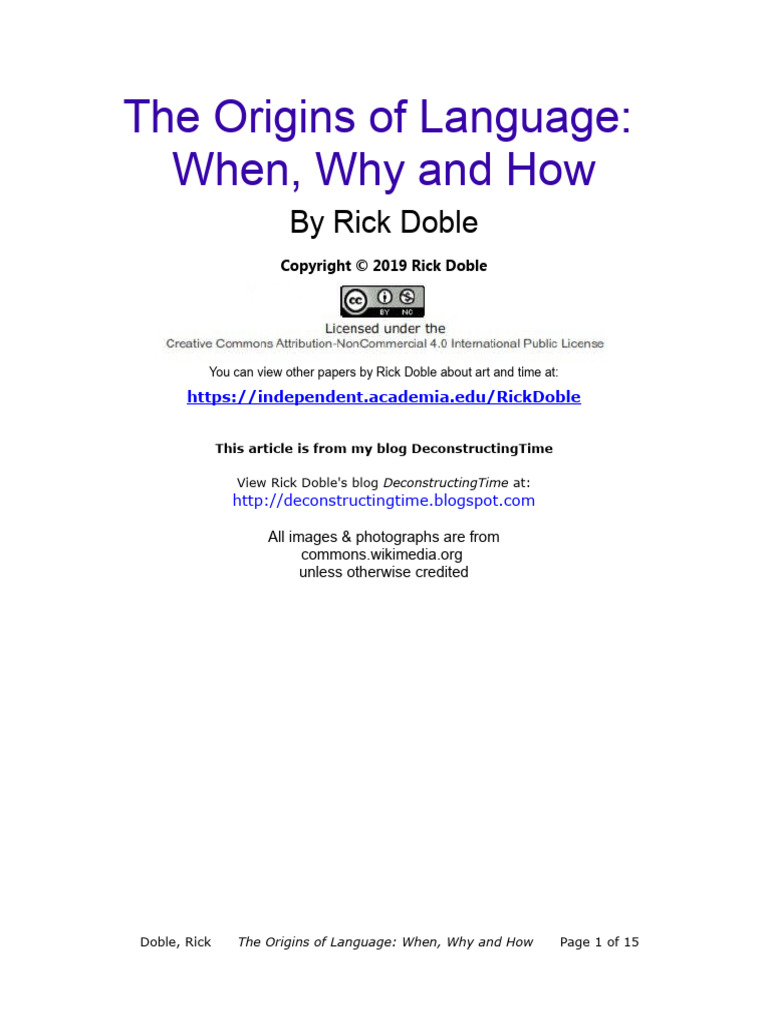 Origins of Language: Key Developments | PDF | Paleolithic | Origin Of ...