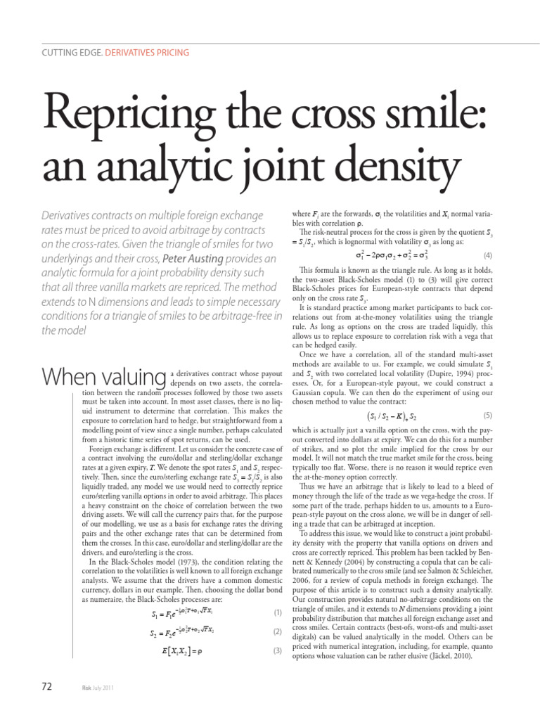 Analytic Joint Density for FX Derivatives | PDF | Black–Scholes Model ...