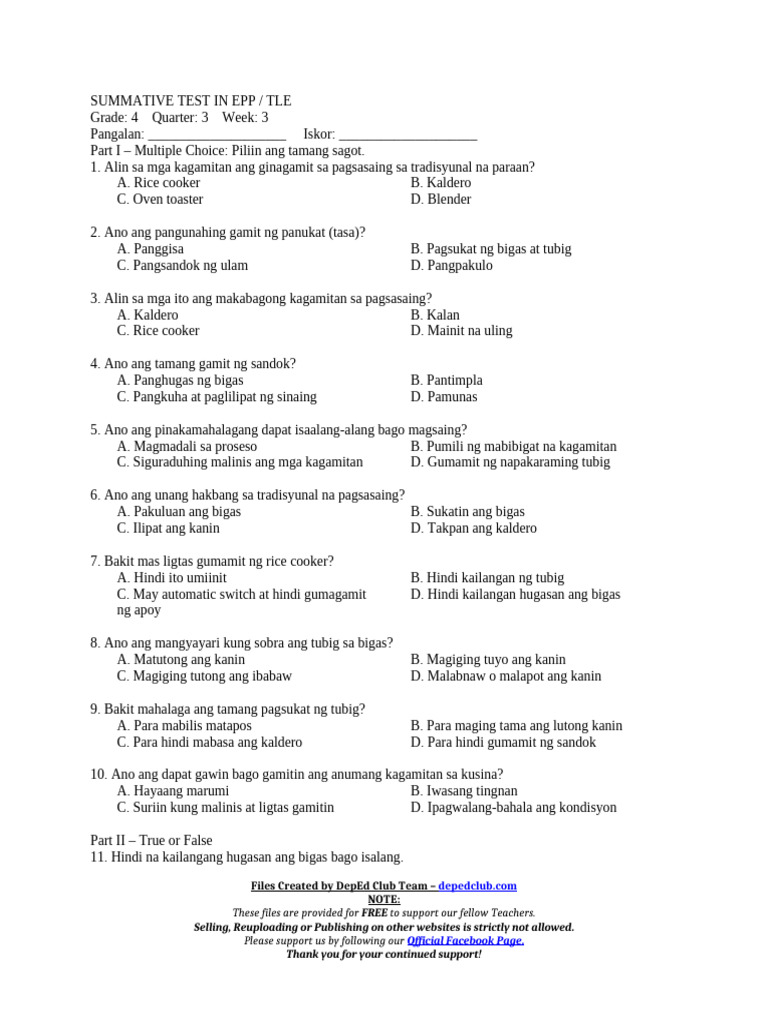 Summ_test Epp 4 q3 w3_formatted | PDF
