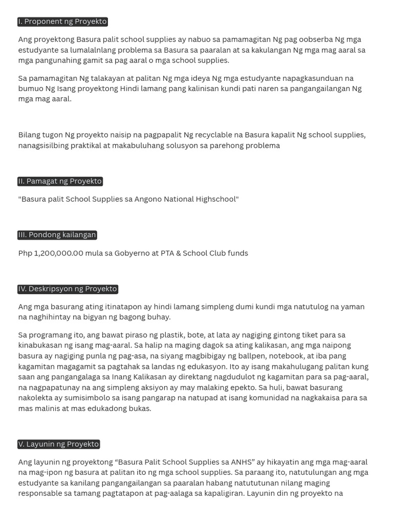 Ang Programang Basura Palit School Supplies Ay Naglalayong Tulungan Ang ...
