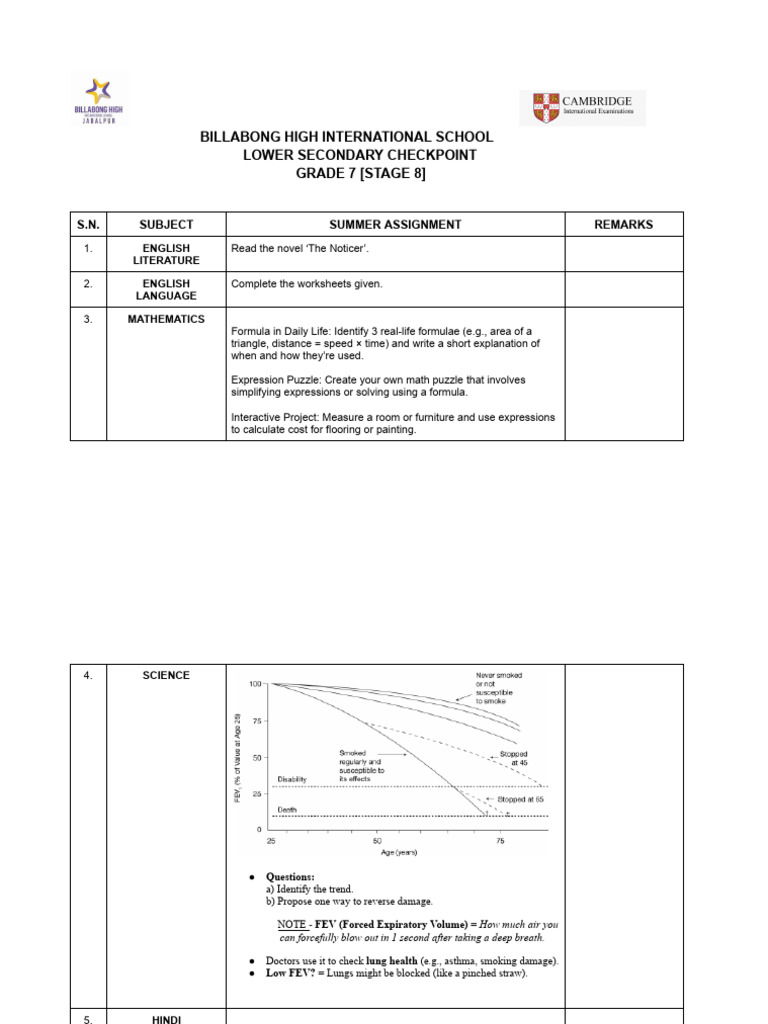Summer Assignment Grade 7 Cie (1) | PDF