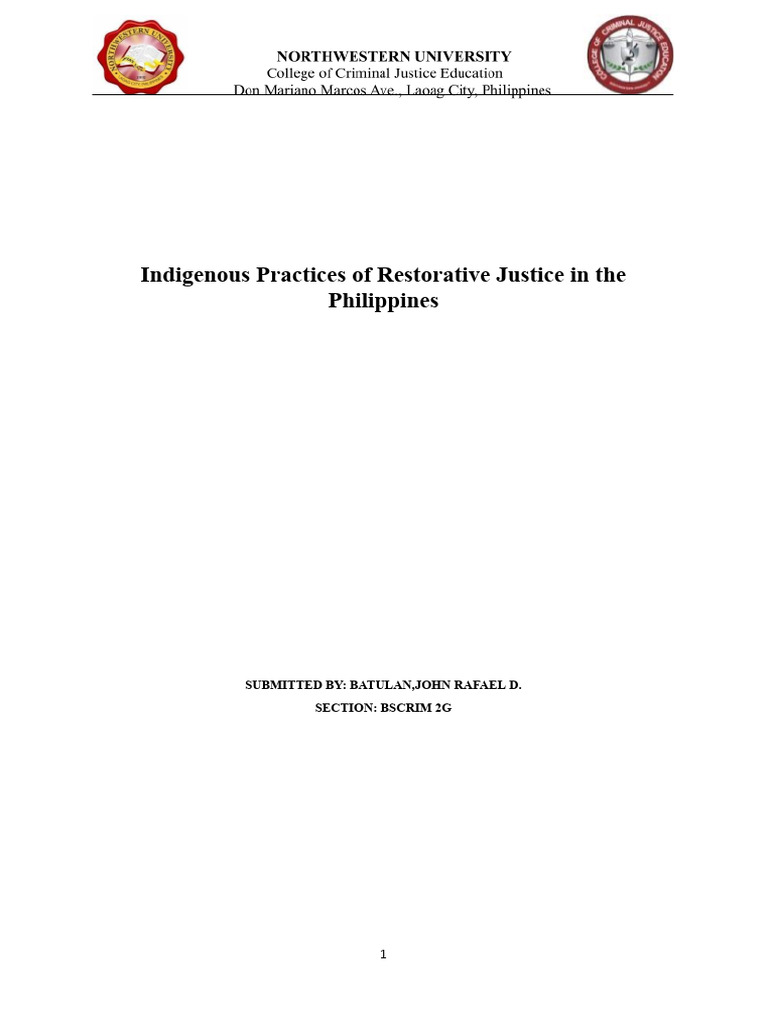 Indigenous Restorative Justice in the Philippines | PDF | Mediation ...