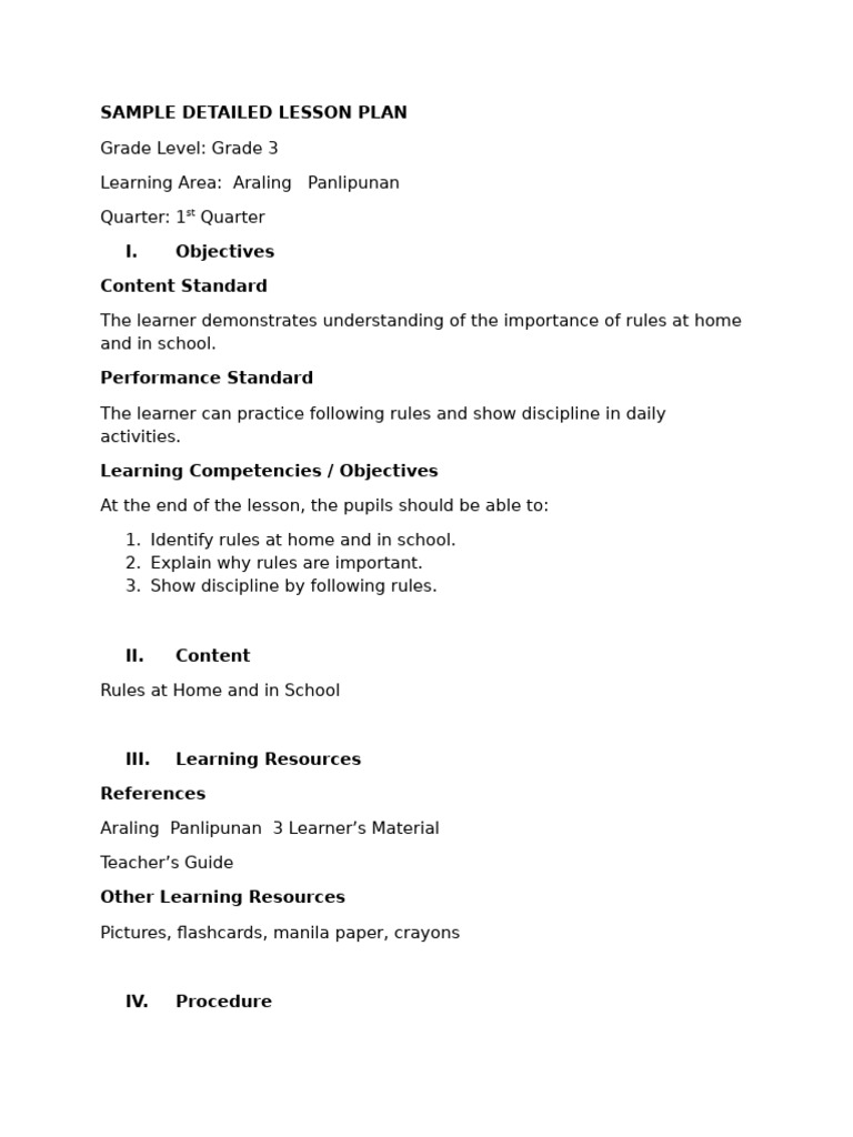 Sample | PDF | Learning | Lesson Plan