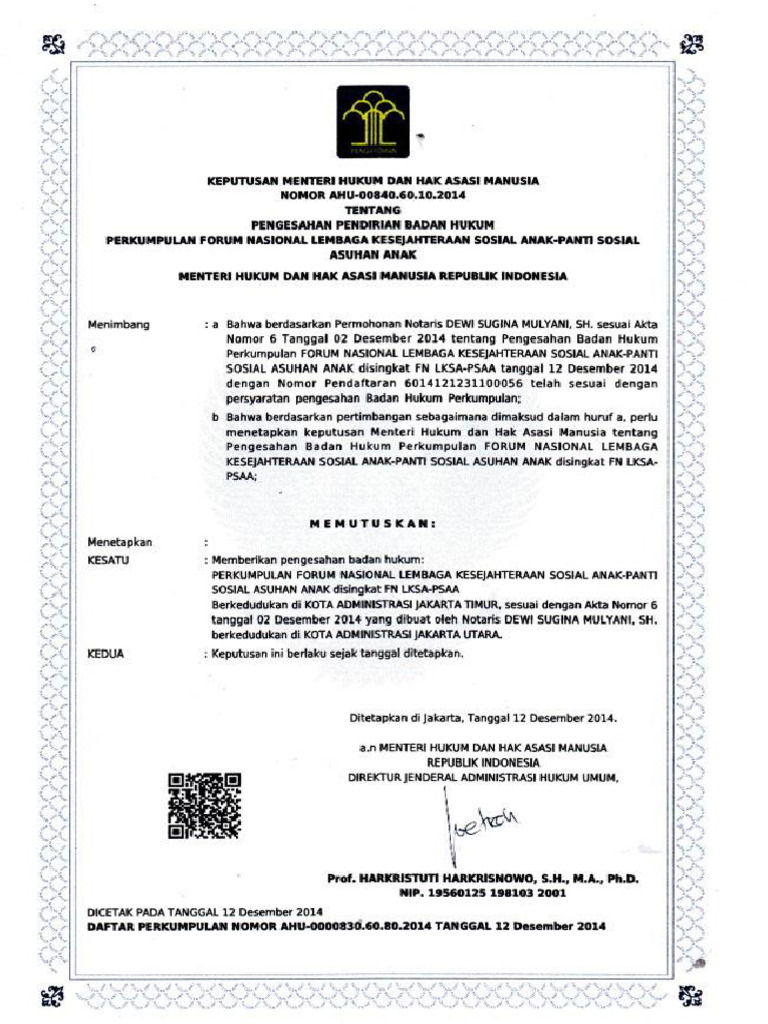 Menkuham, NPWP & Rek | PDF