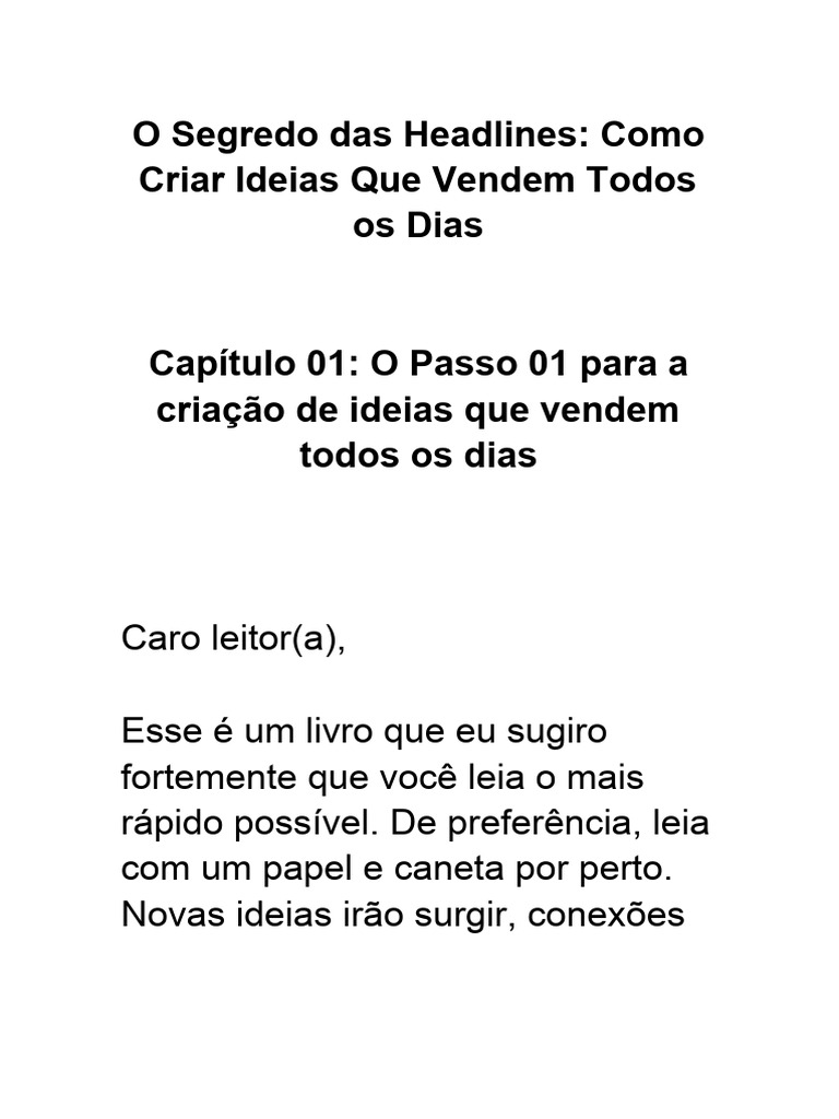 o Segredo Das Headlines Como Criar Ideias Que Vendem Todos Os Dias 1 ...