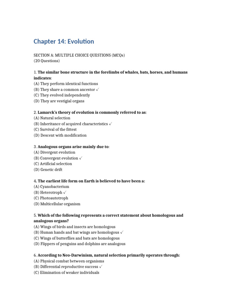 Chapter 14 (i)-Evolution | PDF | Evolution | Natural Selection