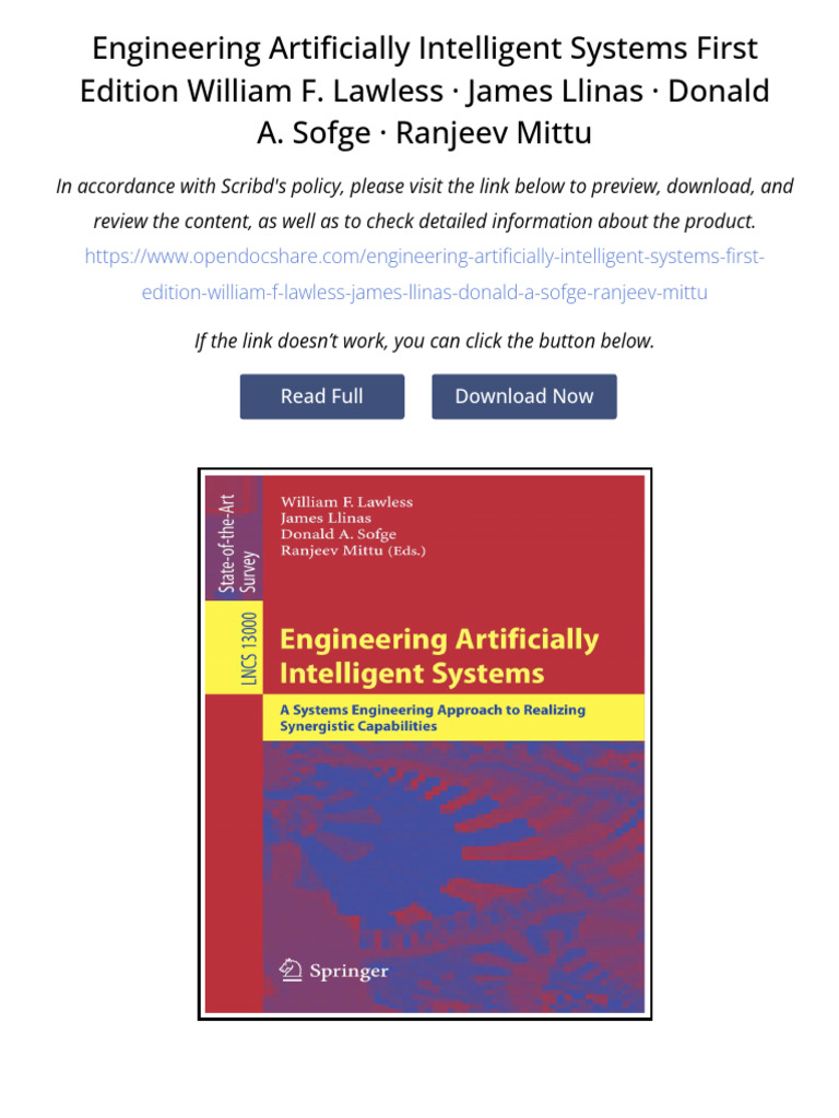 Engineering Artificially Intelligent Systems First Edition William F ...