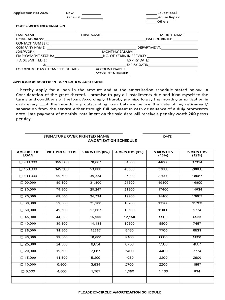 Loan Form 2026.Docx | PDF | Loans | Investment Banking