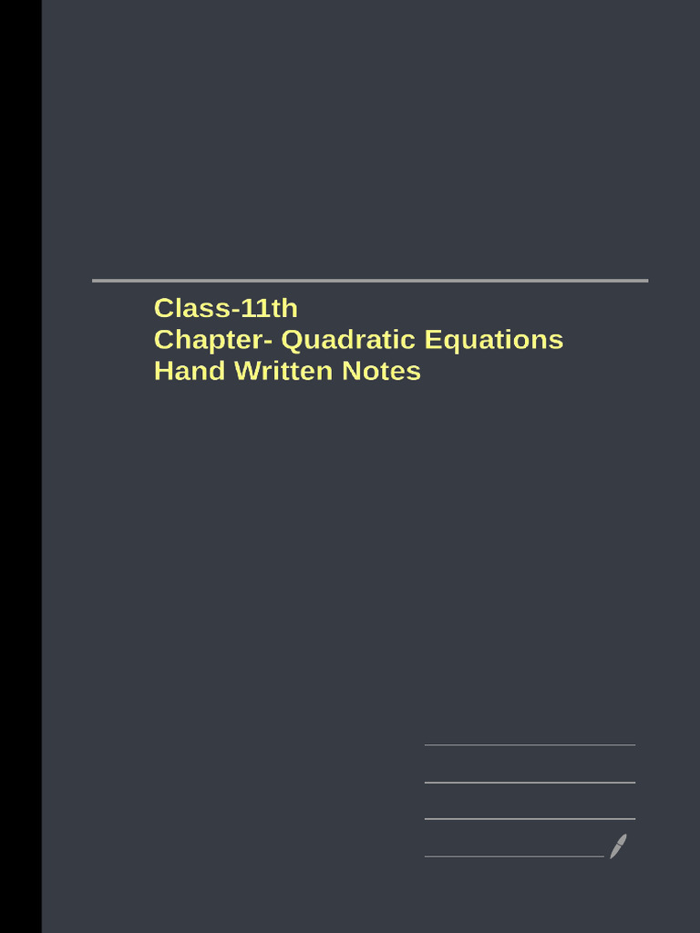 Quadratic Equations Handwritten Notes | PDF