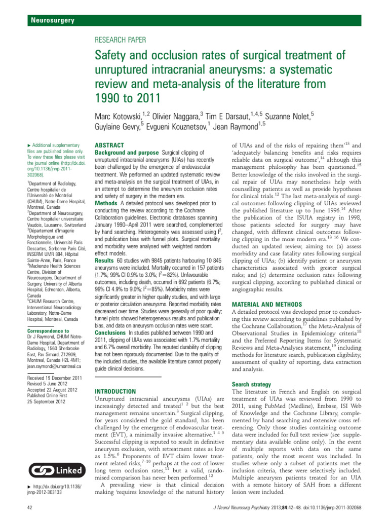 Safety and Occlusion Rates of Surgical Treatment o | PDF ...