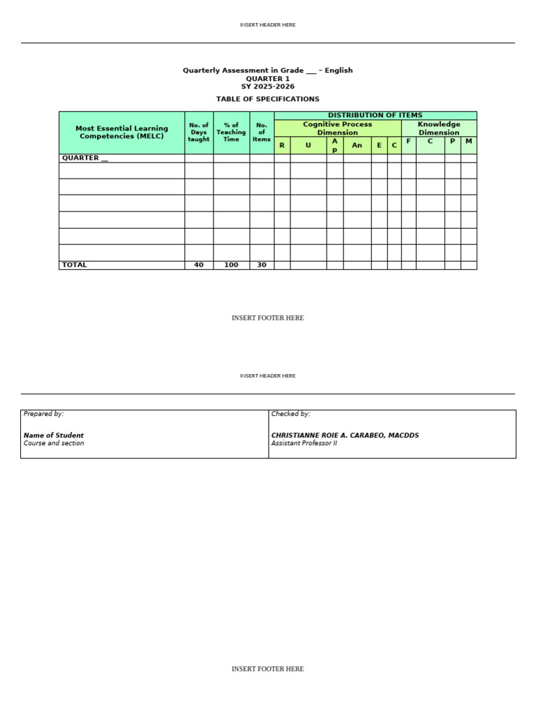 Grade ___ Quarterly Assessment Q1 2025 | PDF