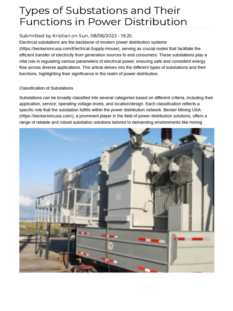 Types of Substations and Their Functions | PDF | Electrical Grid ...