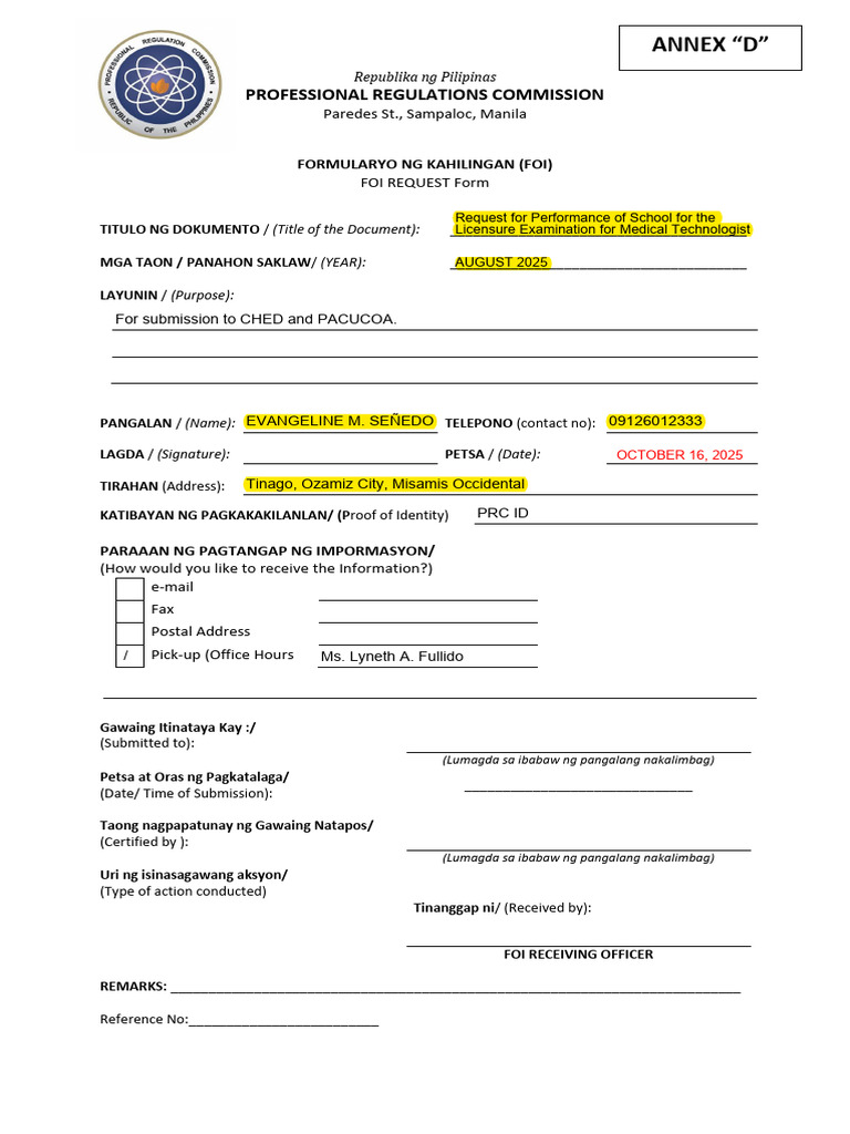 PRC FOI AnnexD-sample | PDF