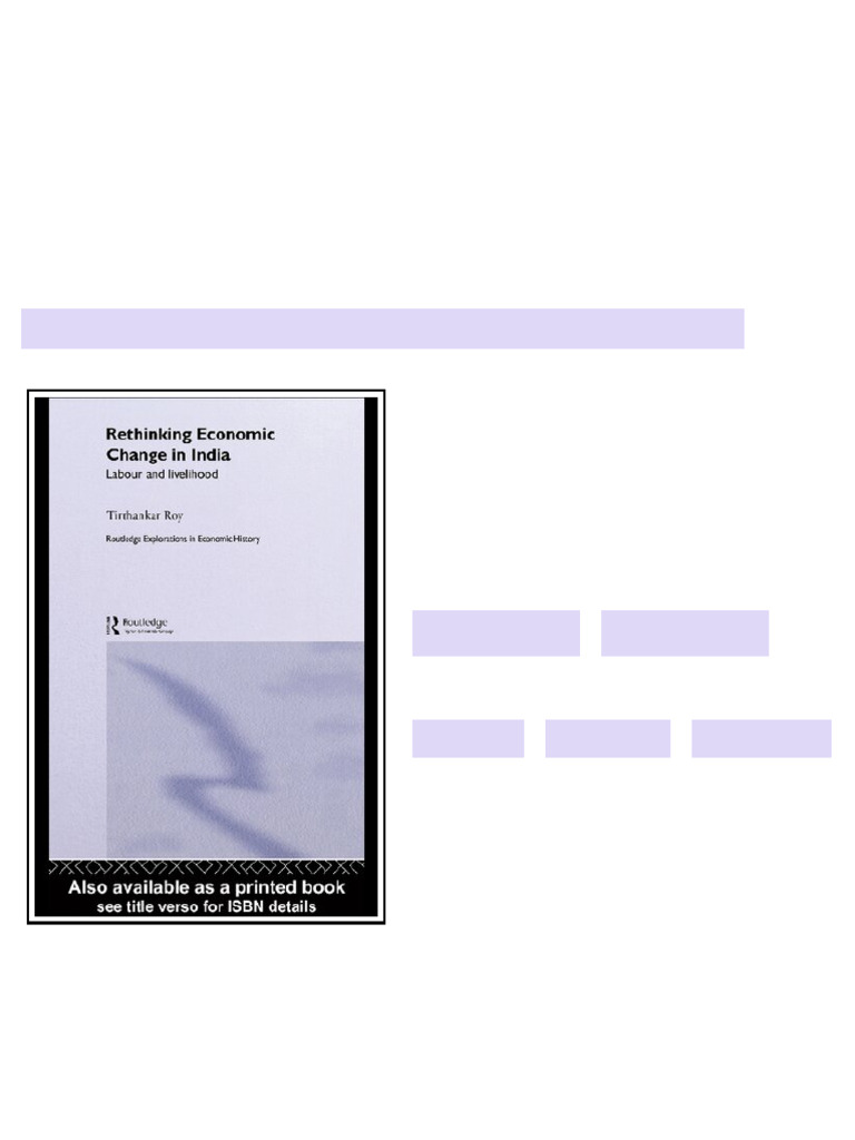 Rethinking Economic Change In India Labour And Livelihood Tirthankar ...