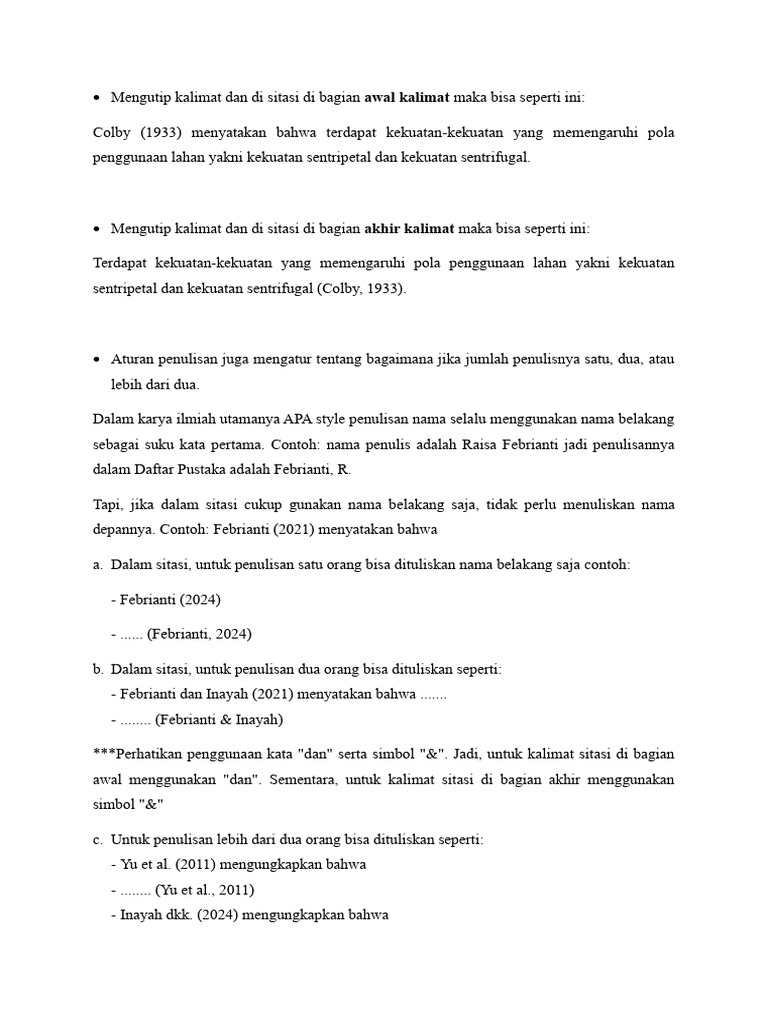 Aturan Sitasi dan Penulisan APA | PDF