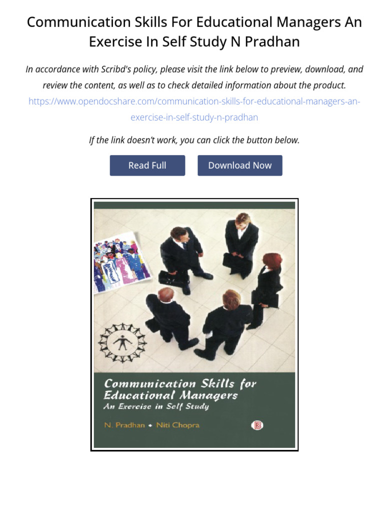Communication Skills For Educational Managers An Exercise In Self Study N Pradhan | PDF ...