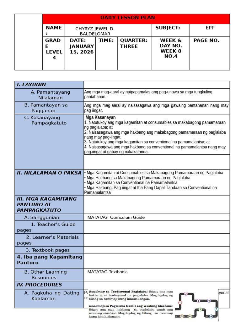 BALDELOMAR EPP WEEK 8 DAY 4 | PDF