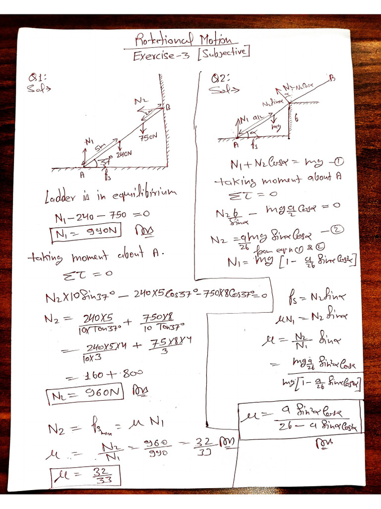 Rotational Motion Ex - 3 Subjective | PDF