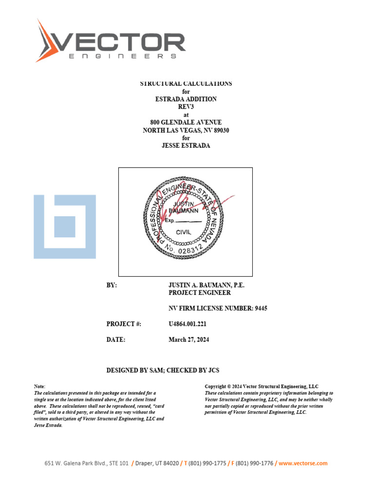 U4864-001-221 Estrada Addition CALCS REV3 | PDF | Concrete | Framing (Construction)