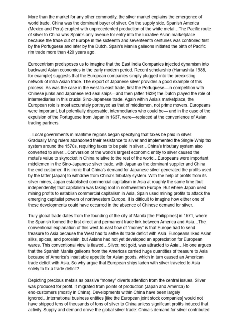 The Role of Silver in Global Trade | PDF | Inflation | Trade