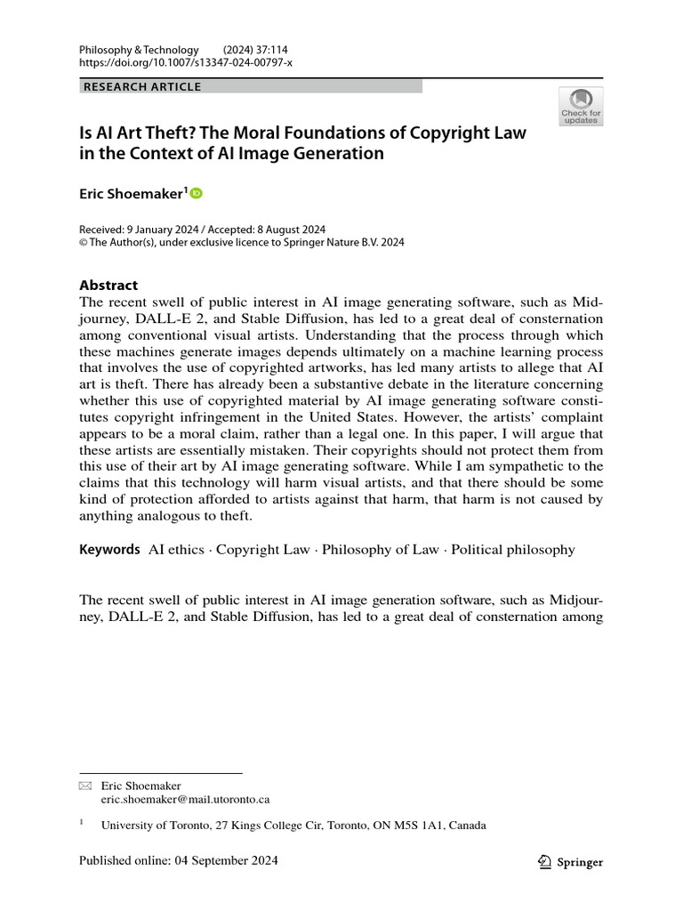 Article - Is AI Art Theft | PDF | Copyright | Patent