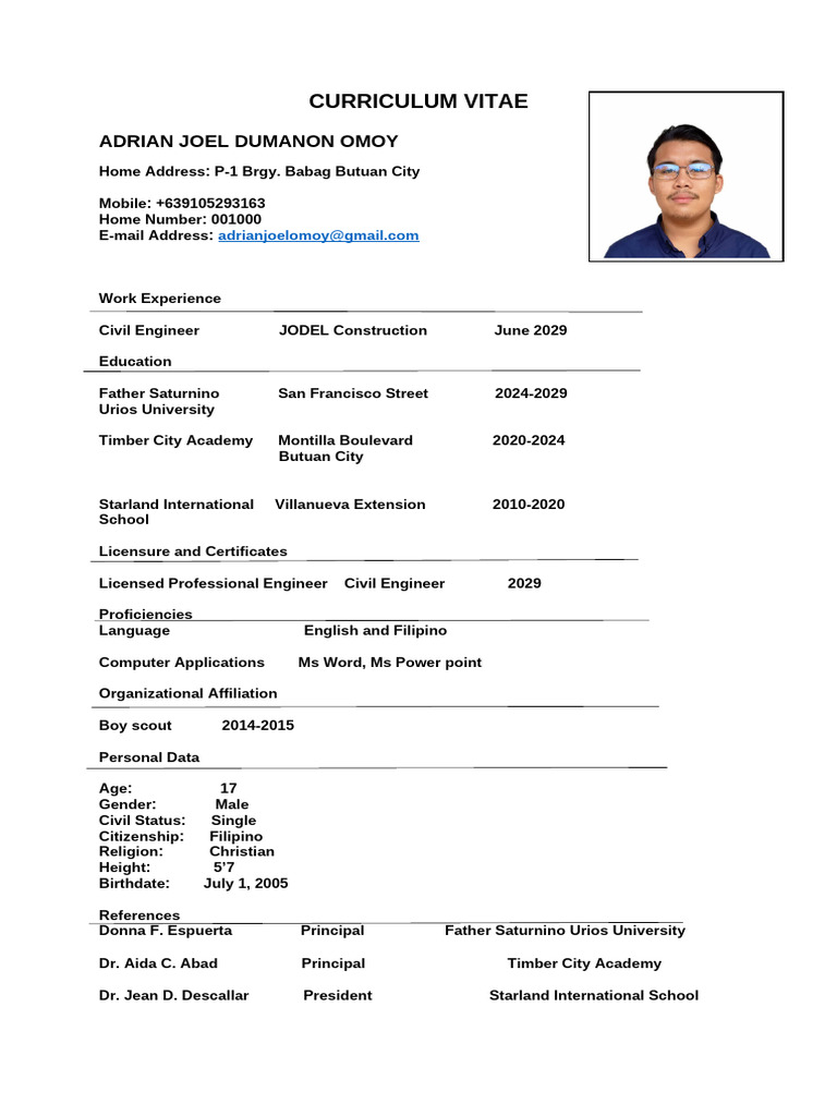 Adrian Omoy's Civil Engineer CV | PDF
