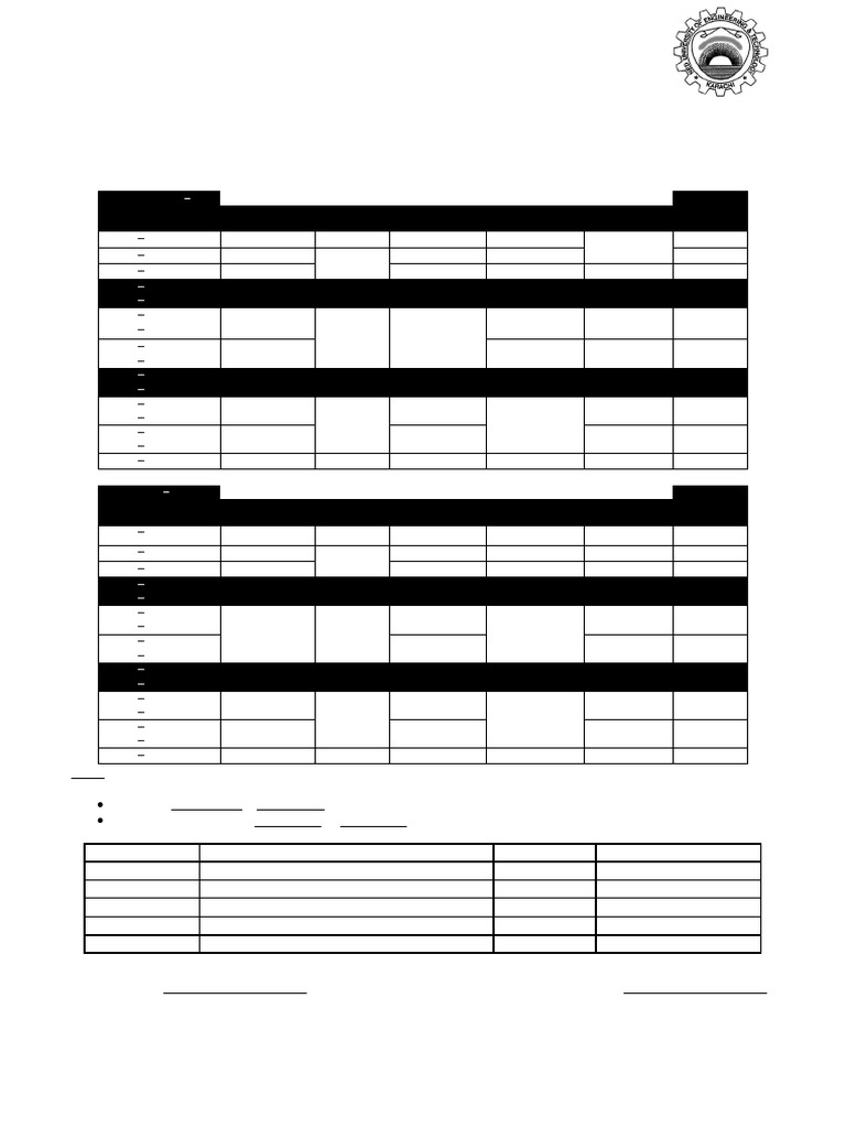 Timetable TSEC Spring 2025 | PDF