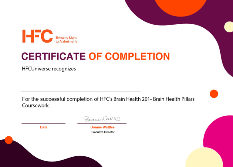 Certificate Brain Health 201 Brain Health Pillars ...
