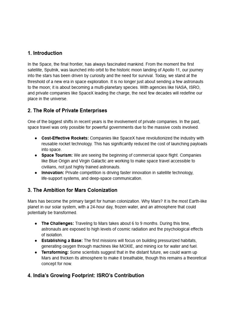 Future of Space Exploration | PDF | Spaceflight | Outer Space