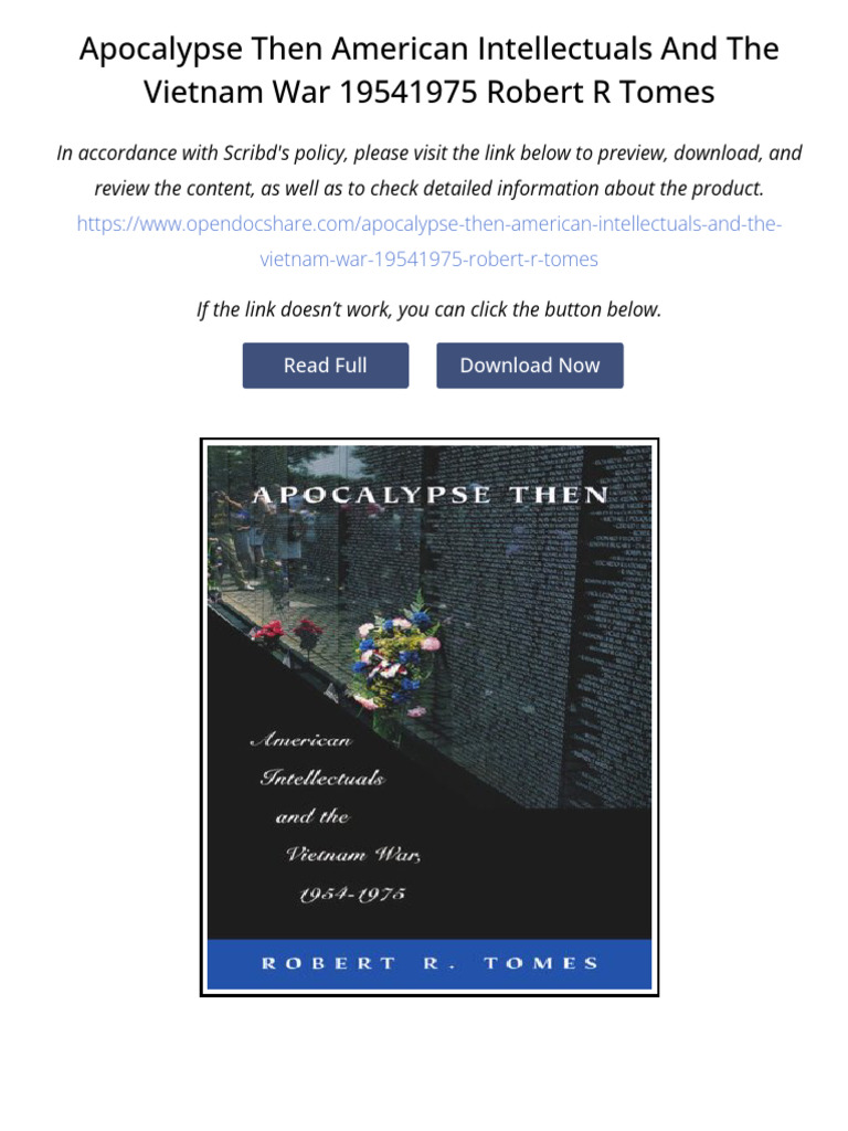 Apocalypse Then American Intellectuals And The Vietnam War 19541975 ...