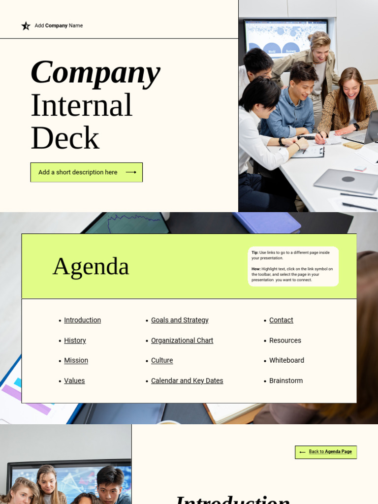 Beige Pastel Green Creative Young Professional Company Internal Deck ...