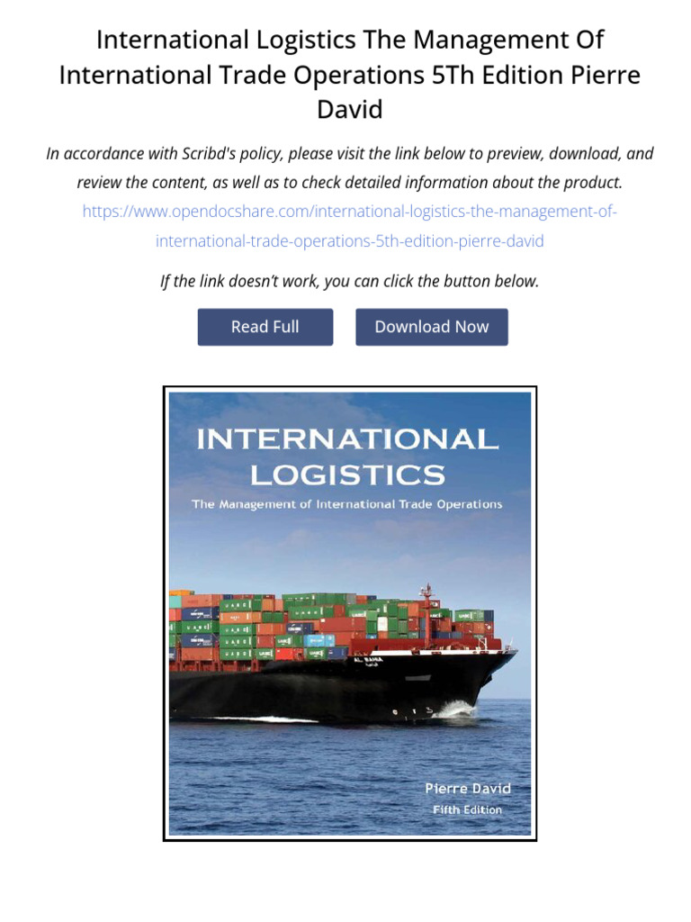 International Logistics The Management of International Trade ...